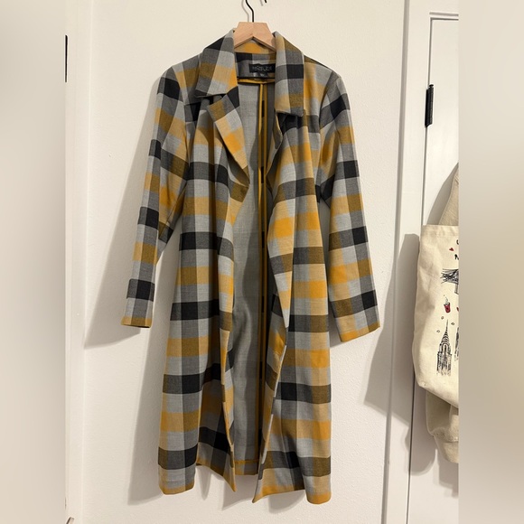 Rachel Zoe | Jackets & Coats | Rachel Zoe Yellow And Gray Plaid Trench ...